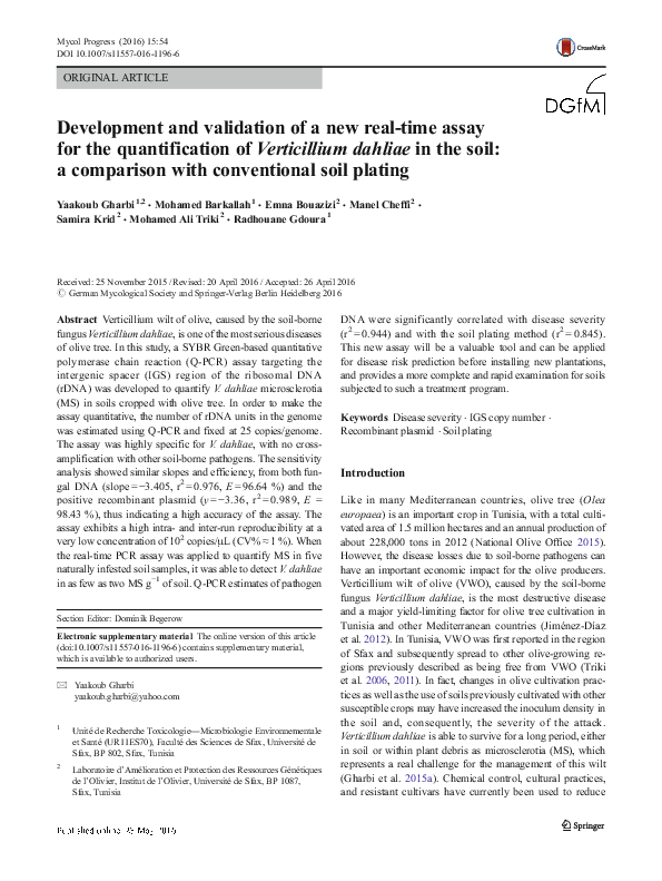 (PDF) Development and validation of a new real-time assay for the quantification of Verticillium ...