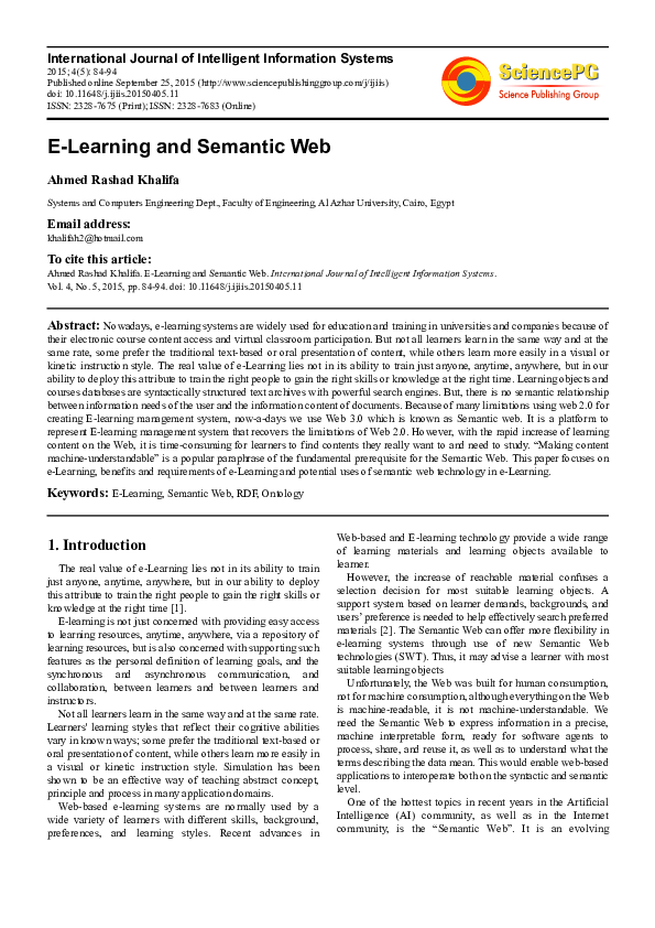 (PDF) e-LEARNING AND SEMANTIC WEB