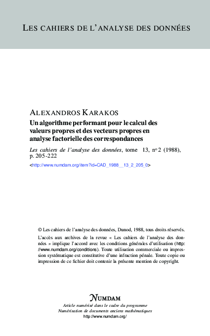 (PDF) Un algorithme performant pour le calcul des valeurs propres et des vecteurs propres en ...