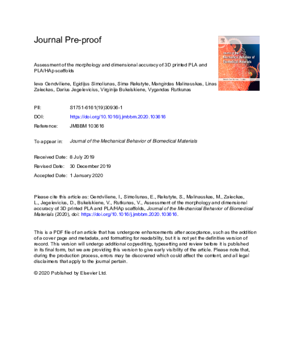 (PDF) Assessment of the morphology and dimensional accuracy of 3D ...