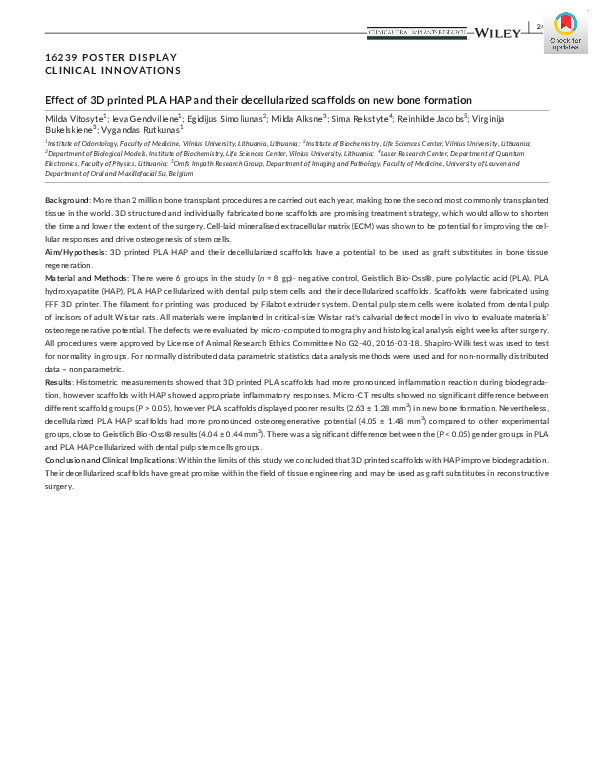 (PDF) Effect of 3D printed PLA HAP and their decellularized scaffolds ...