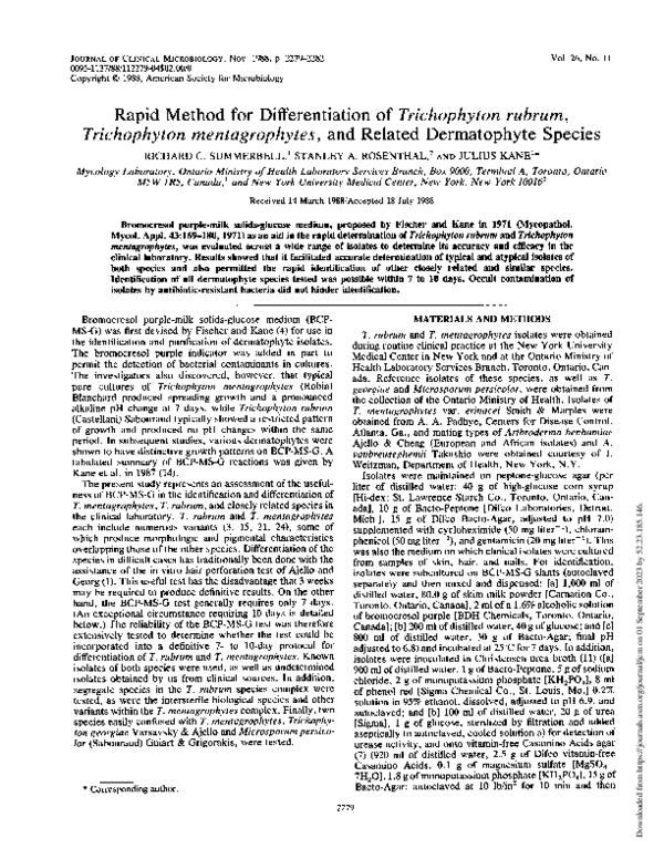 (PDF) Rapid method for differentiation of Trichophyton rubrum ...