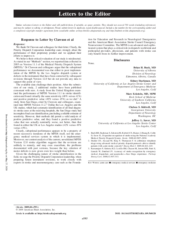 (PDF) Response to Letter by Clawson et al | Marc Eckstein - Academia.edu