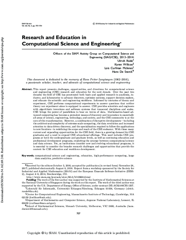 (PDF) Research and Education in Computational Science and Engineering