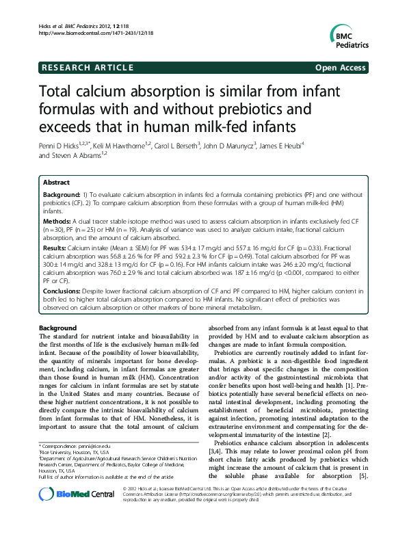 (PDF) Total calcium absorption is similar from infant formulas with and ...