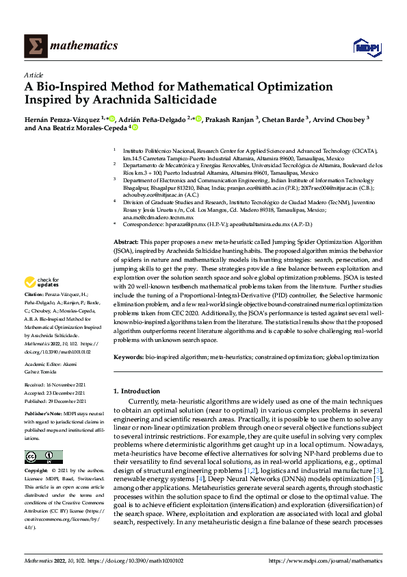 (PDF) A Bio-Inspired Method for Mathematical Optimization Inspired by Arachnida Salticidade