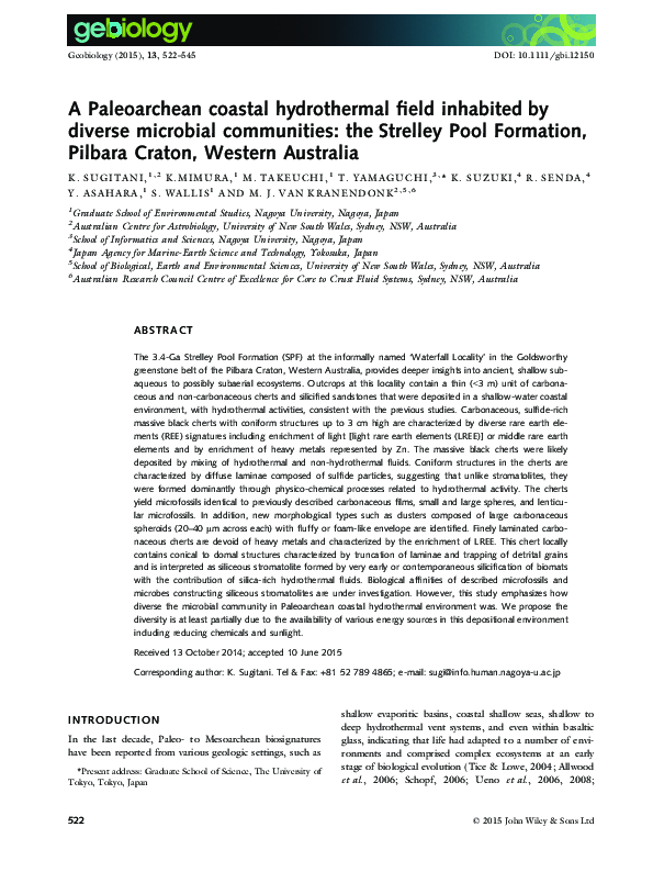 (PDF) A Paleoarchean coastal hydrothermal field inhabited by diverse ...