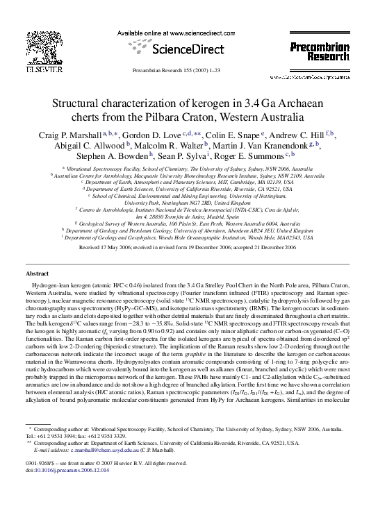 (PDF) Structural characterization of kerogen in 3.4Ga Archaean cherts ...