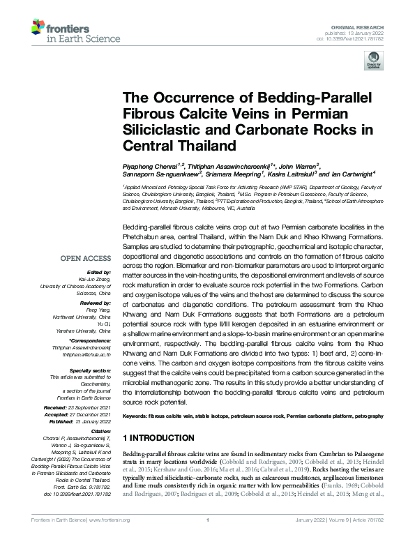 (PDF) The Occurrence of Bedding-Parallel Fibrous Calcite Veins in ...