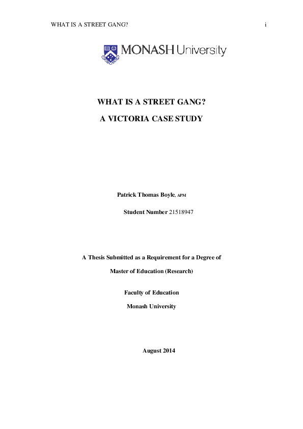 (PDF) What is a street gang? A Victoria police case study