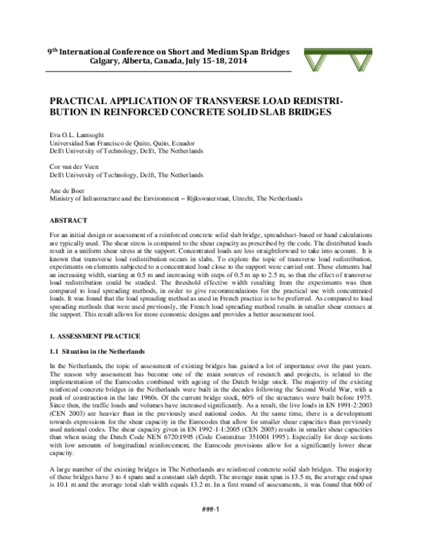 (PDF) Practical Application of Transverse Load Redistribution in ...