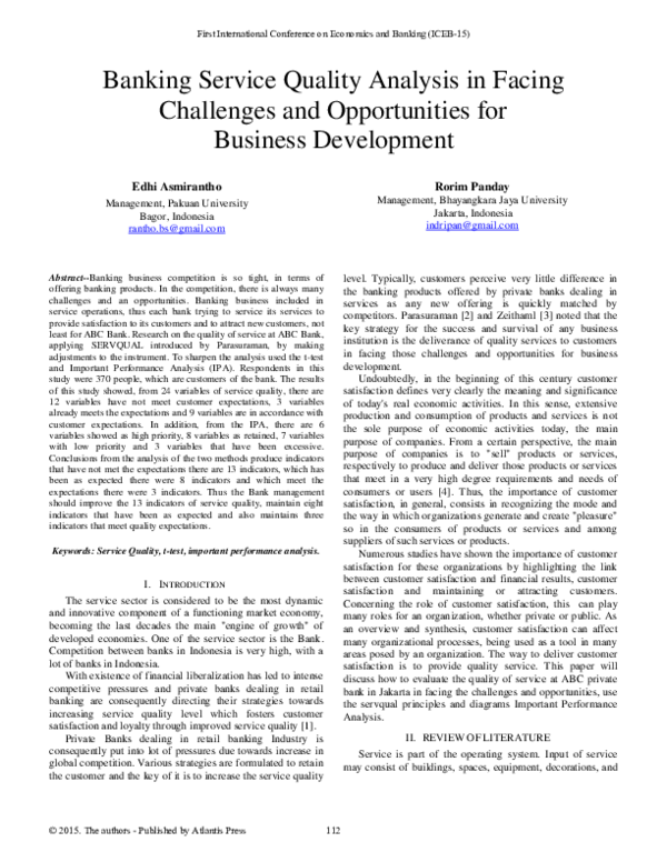 (PDF) Banking Service Quality Analysis in Facing Challenges and Opportunities for Business ...