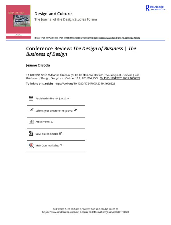 (PDF) Conference Review: The Design of Business | The Business of Design
