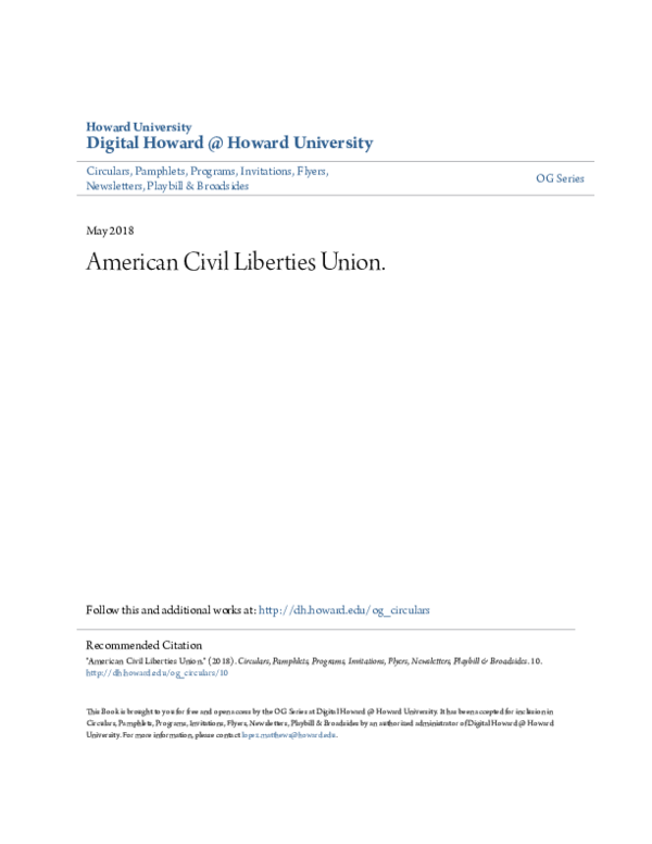(PDF) 10. The American Civil Liberties Union | Robert Cottrell - Academia.edu