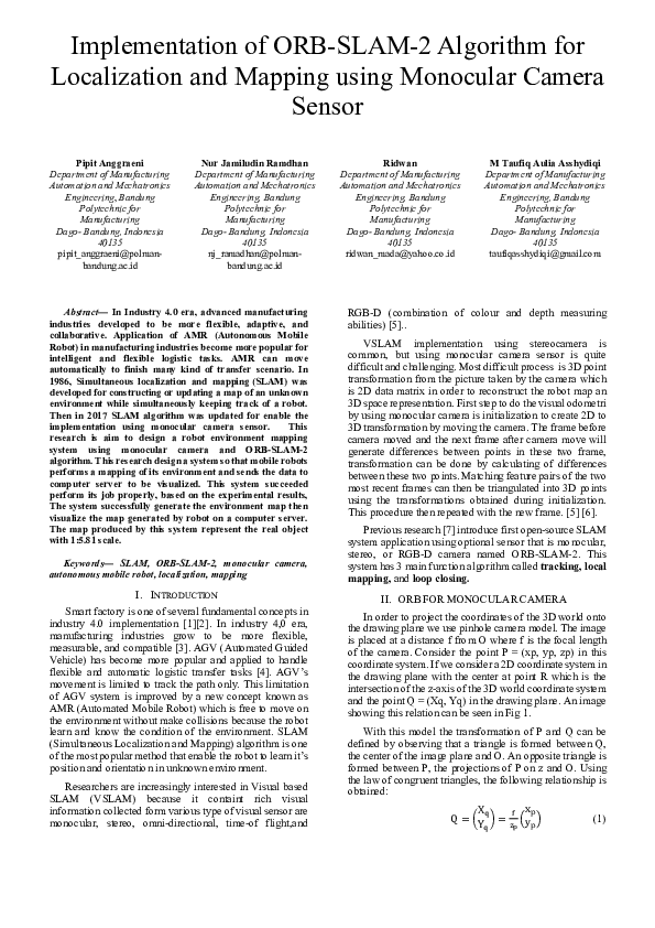 Pdf Implementation Of Orb Slam 2 Algorithm For Localization And