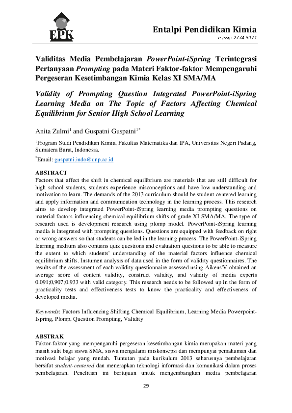(PDF) Validitas Media Pembelajaran PowerPoint-iSpring Terintegrasi Pertanyaan Prompting pada ...