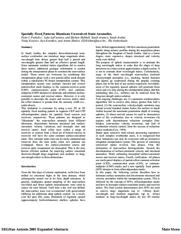 Pdf Spatially Fixed Patterns Illuminate Unresolved Static Anomalies
