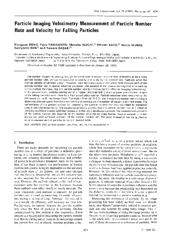 (PDF) Particle Imaging Velocimetry Measurement of Particle Number Rate ...