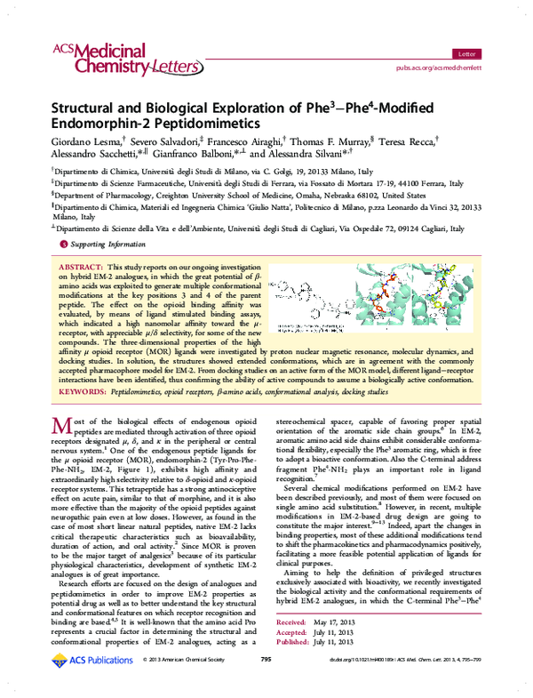 (PDF) Structural and Biological Exploration of Phe3–Phe4-Modified ...