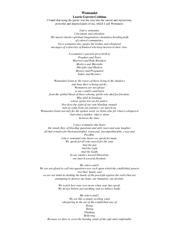 (PDF) Womanist, a poem
