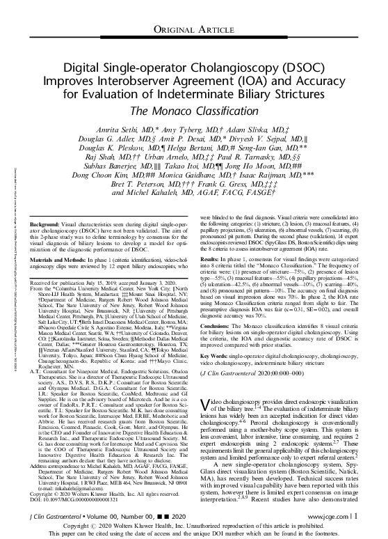(PDF) Digital Single-operator Cholangioscopy (DSOC) Improves ...