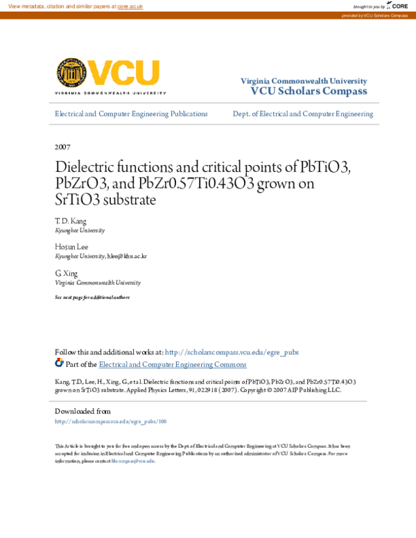 (PDF) Dielectric functions and critical points of PbTiO3, PbZrO3, and ...