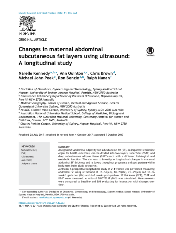 (PDF) Changes in maternal abdominal subcutaneous fat layers using ...