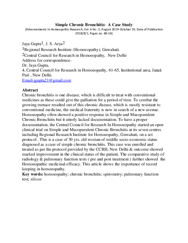 (PDF) Simple Chronic Bronchitis: A Case Study
