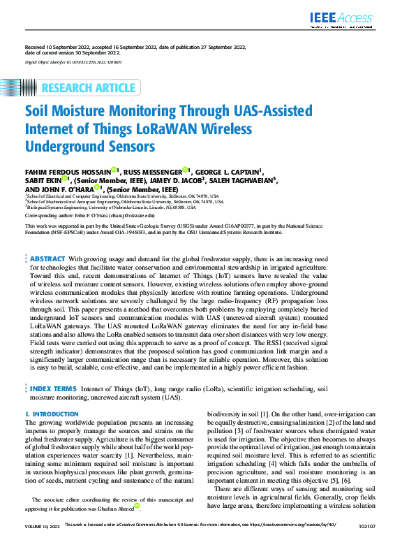 (PDF) Soil Moisture Monitoring Through UAS-Assisted Internet of Things LoRaWAN Wireless ...