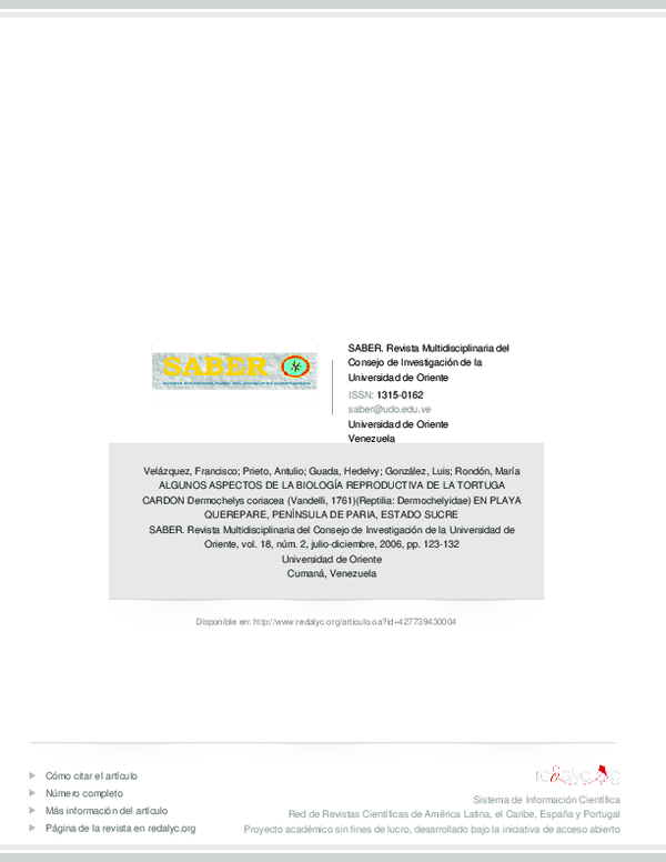 (PDF) ALGUNOS ASPECTOS DE LA BIOLOGÍA REPRODUCTIVA DE LA TORTUGA CARDON ...