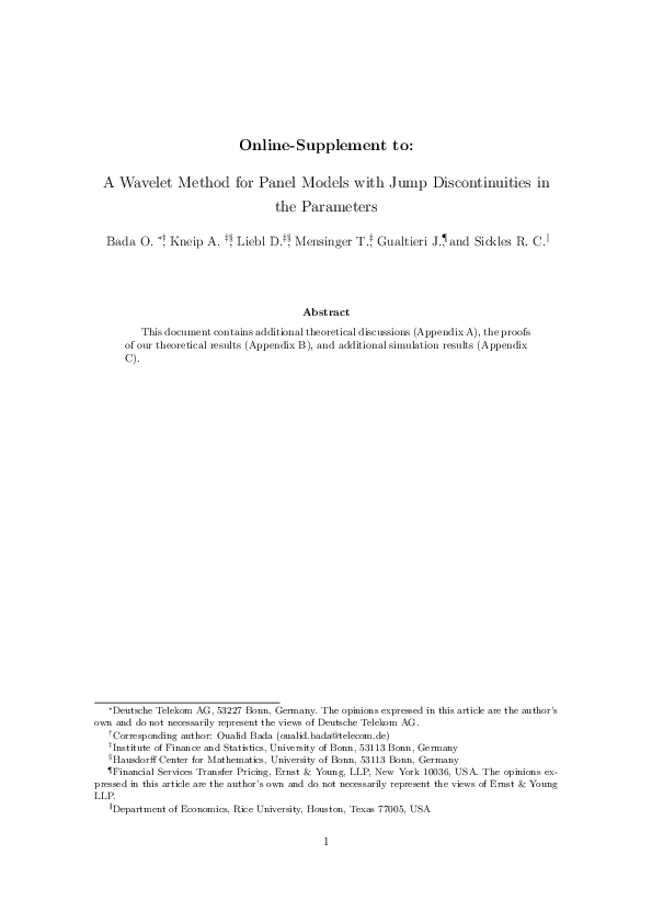 (PDF) A wavelet method for panel models with jump discontinuities in ...