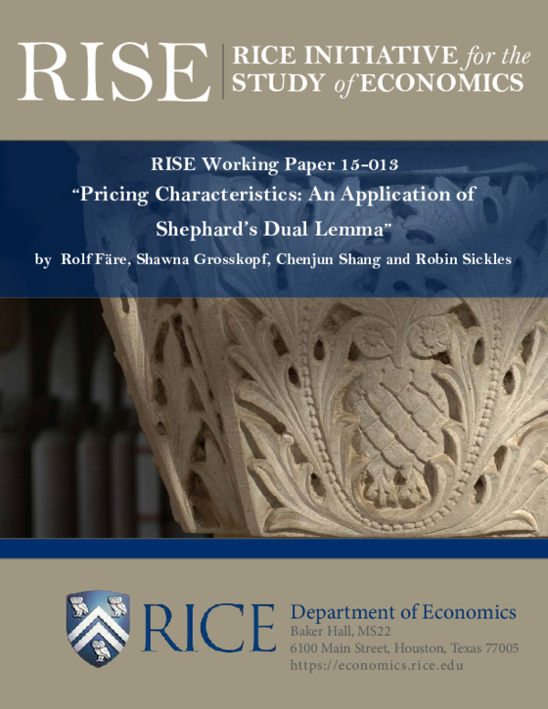 (PDF) Pricing Characteristics: An Application of Shephard’s Dual Lemma ...