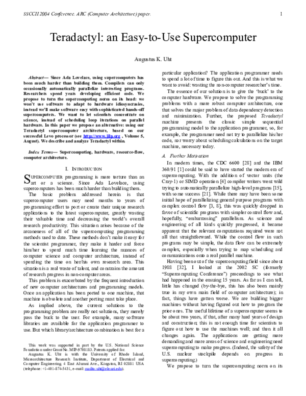 (PDF) Teradactyl: an Easy-to-Use Supercomputer