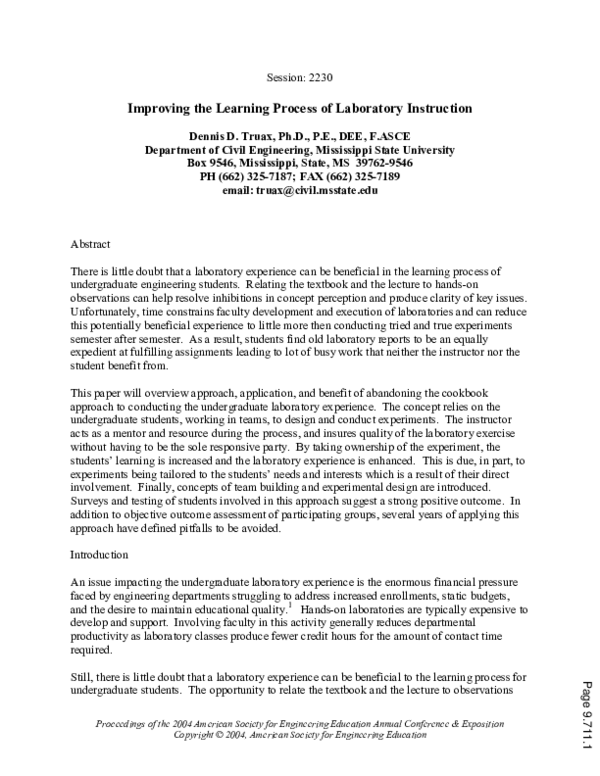 (PDF) Improving The Learning Process Of Laboratory Instruction