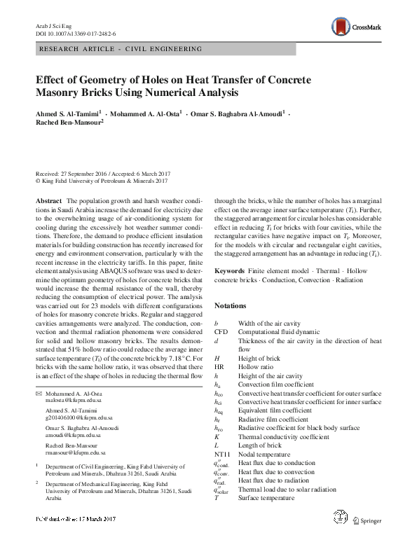 (PDF) Effect of Geometry of Holes on Heat Transfer of Concrete Masonry ...