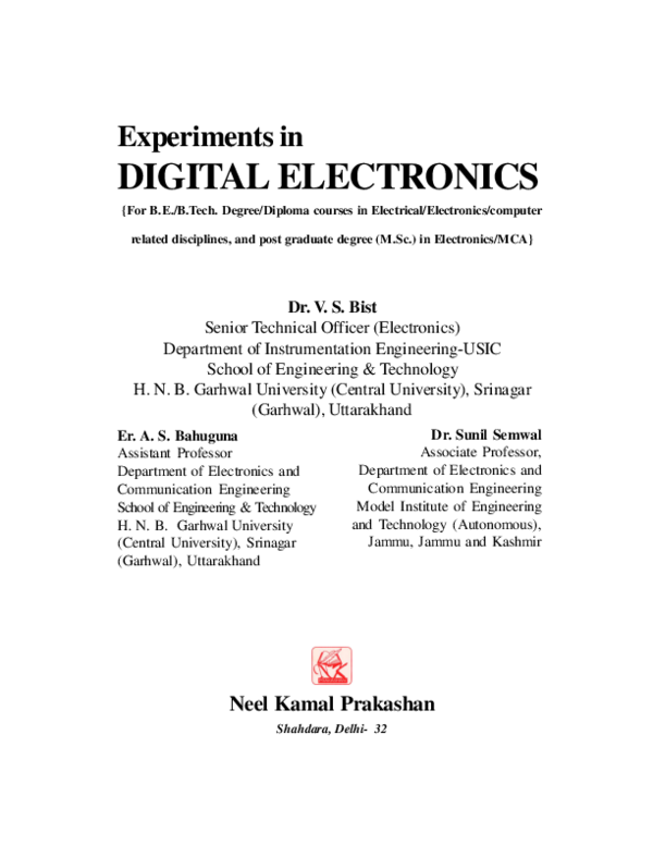 (PDF) Experiments in Digital Electronics-V S Bist