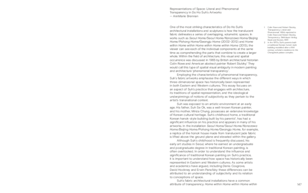 (PDF) Representations of Space: Literal and Phenomenal Transparency in Do Ho Suh's Artworks