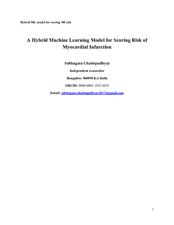 (DOC) A Hybrid Machine Learning Model for Scoring Risk of Myocardial ...