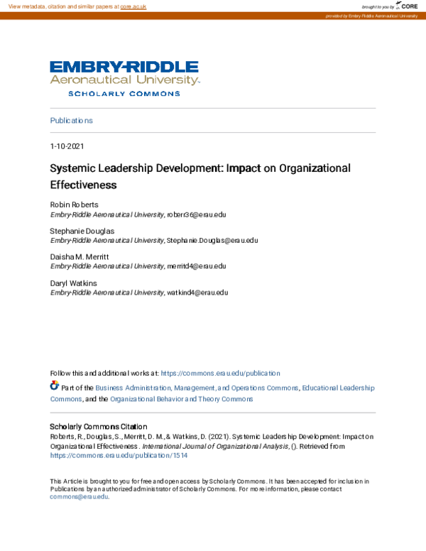 (PDF) Systemic leadership development: impact on organizational ...