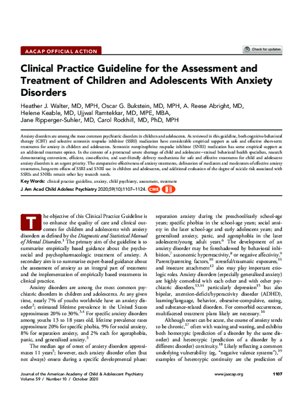 (PDF) Clinical Practice Guideline for the Assessment and Treatment of Children and Adolescents ...