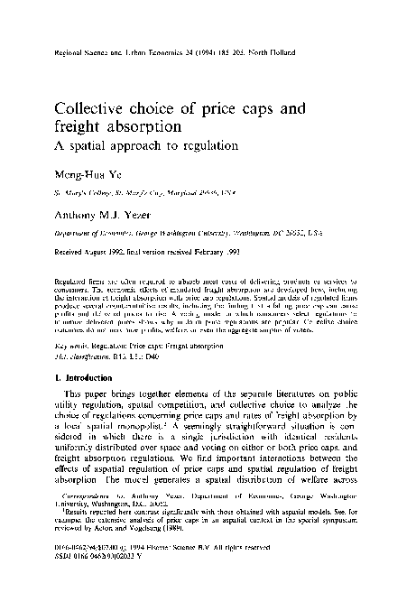 (PDF) Collective choice of price caps and freight absorption | Anthony ...