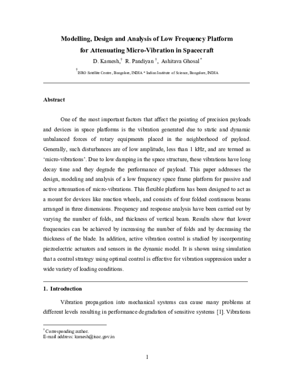 Modeling, design and analysis of low frequency platform for attenuating micro-vibration in ...