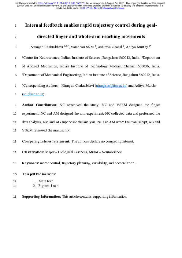 (PDF) Internal feedback enables rapid trajectory control during goal ...