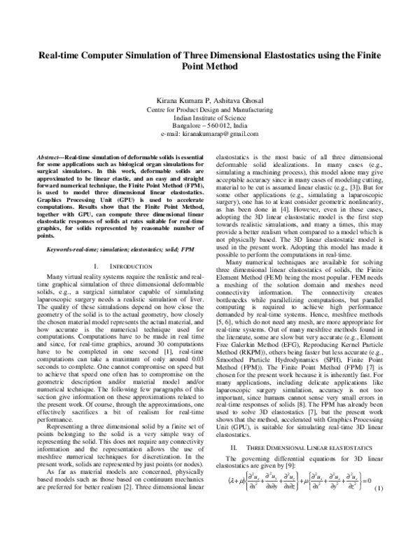 (PDF) Real-Time Computer Simulation of Three Dimensional Elastostatics ...