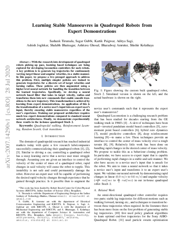 (PDF) Learning Stable Manoeuvres in Quadruped Robots from Expert Demonstrations