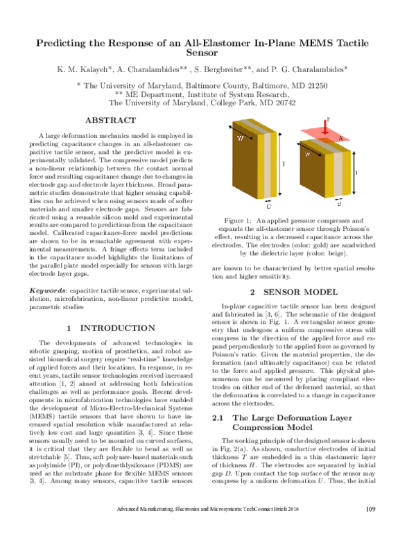 (PDF) Predicting the Response of an All-Elastomer In-Plane MEMS Tactile Sensor