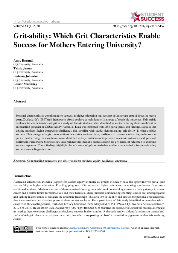 (PDF) Grit-ability: Which Grit Characteristics Enable Success for ...