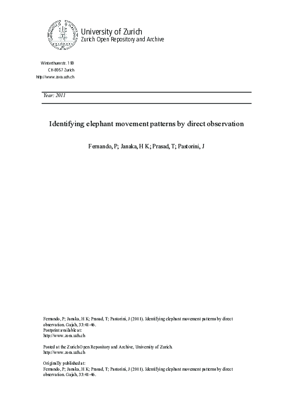 (PDF) Identifying elephant movement patterns by direct observation
