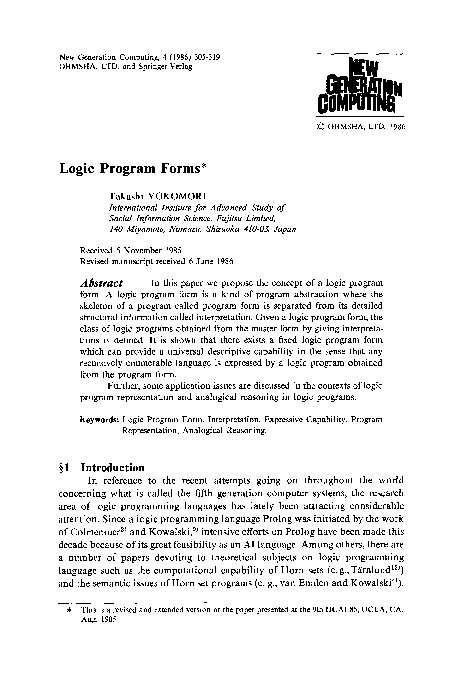 (PDF) Logic program forms