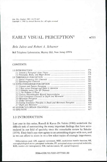 (PDF) Early Visual Perception